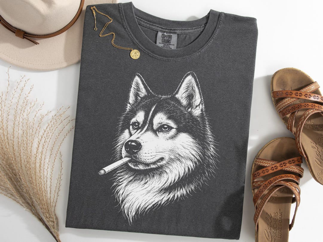 Siberian Husky Smoking Meme Shirt, Brainrot Husky Gen Z Tee, Dog Lover ...