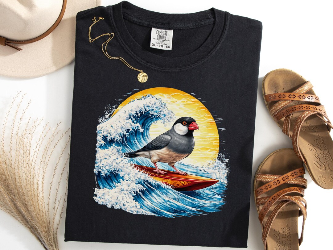Java Sparrow Surfing the Great Wave off Kanagawa Shirt, Japanese ...