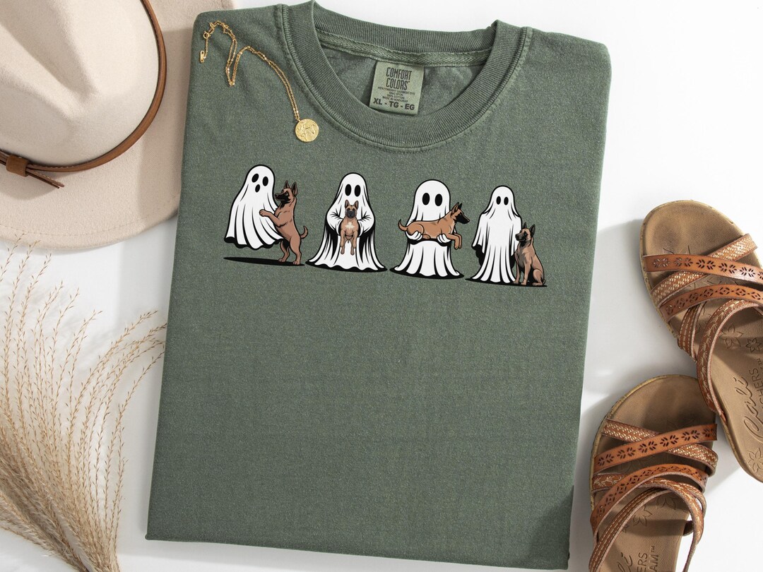 Belgian Malinois Ghost Halloween Shirt, Spooky Ghost Dog Tshirt, Funny Halloween Tee for Dog ...