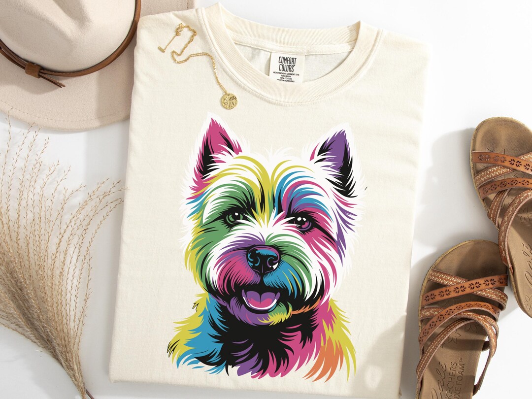 Colorful Westie Dog Portrait Shirt, West Highland White Terrier Lover ...