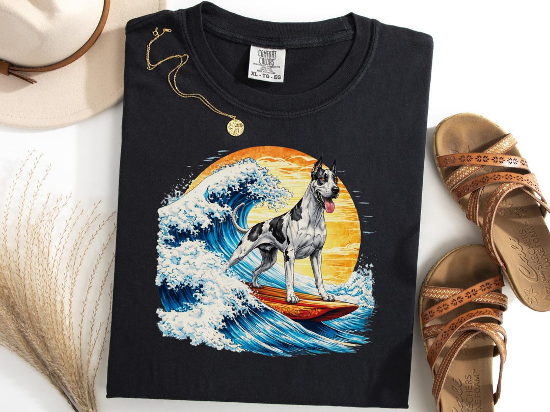 Great Dane Surfing the Great Wave off Kanagawa Shirt, Japanese Great ...