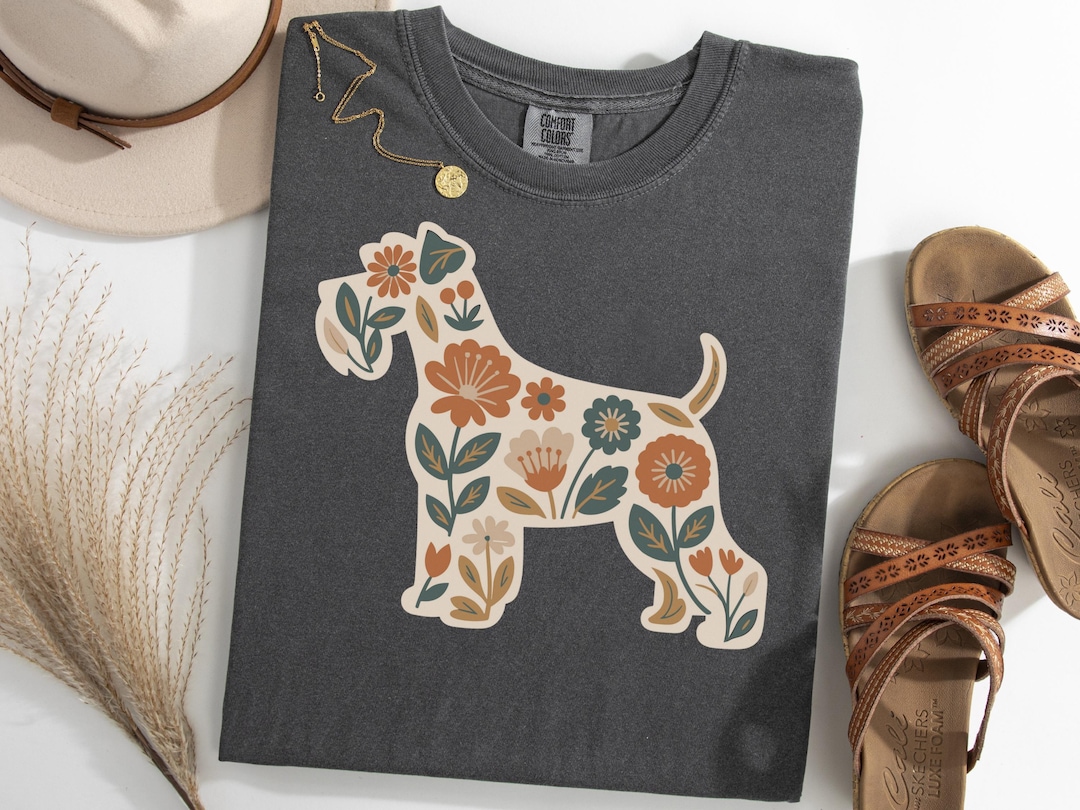 Floral Miniature Schnauzer Shirt, Garden Schnauzer Dog Tshirt, Boho Dog ...