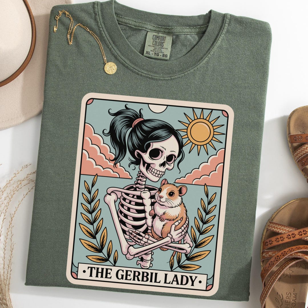 Skeleton Gerbil Mom Womens Shirt, Gerbil Tarot Card Shirt, the Gerbil ...