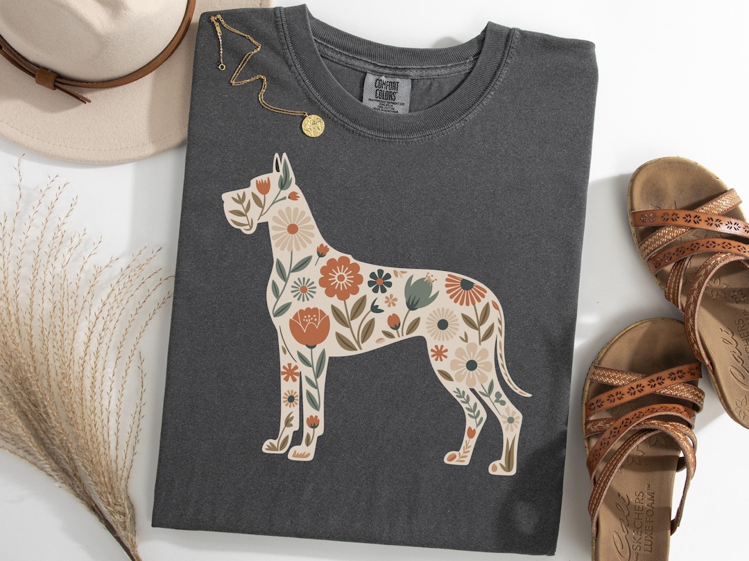 Floral Great Dane Shirt, Garden Dane Dog Tshirt, Boho Dog Lover Tee ...