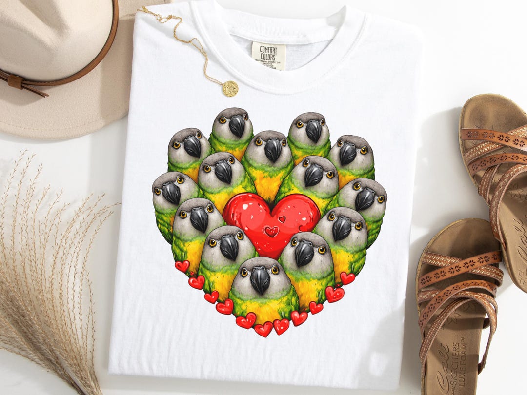Senegal Parrot Heart Shirt, Cute Parrot Valentines Day Tee, Bird Lover ...