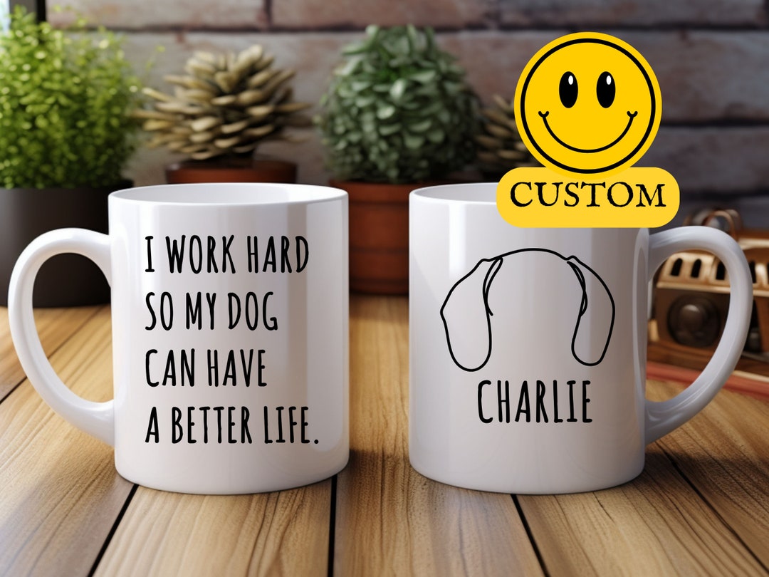 Custom Dog Ear Mug, Beagle Coffee Cup, Custom Dog Gift, Your Dogs Name ...