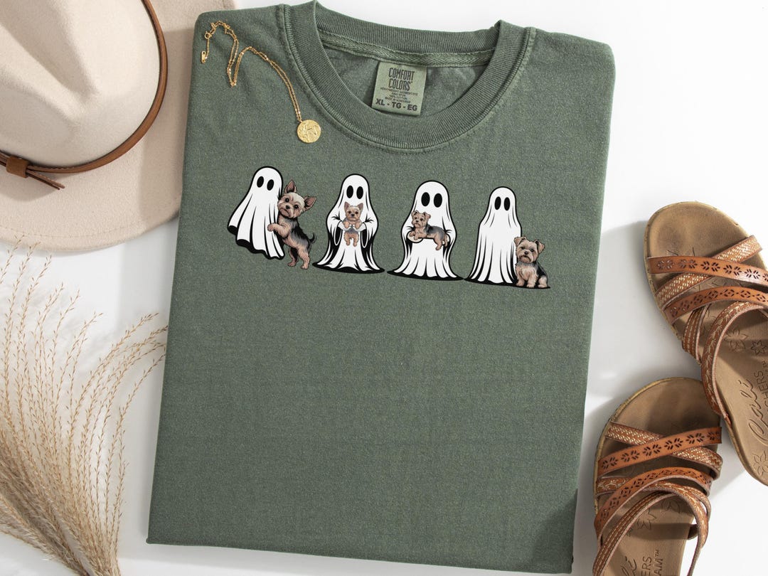 Halloween Yorkie Dog Ghost Shirt, Funny Yorkshire Terrier Tshirt, Dog ...