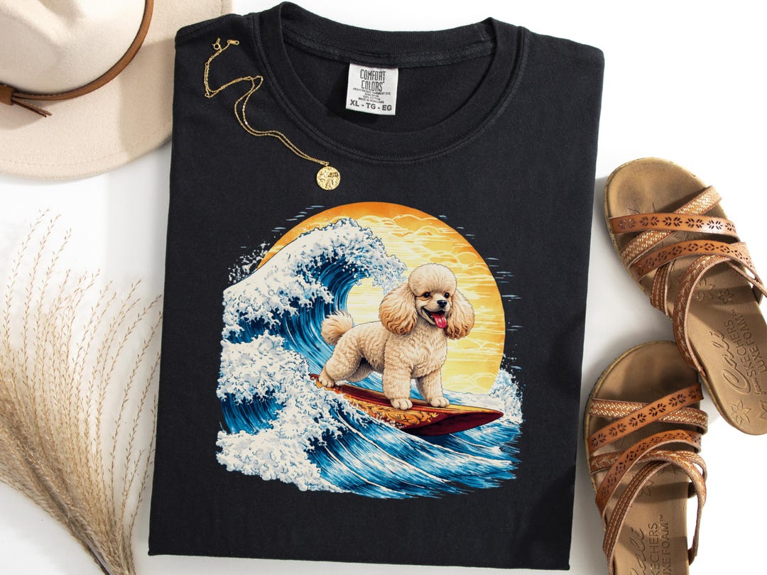 Poodle Surfing the Great Wave off Kanagawa Shirt, Japanese Poodle Surf ...