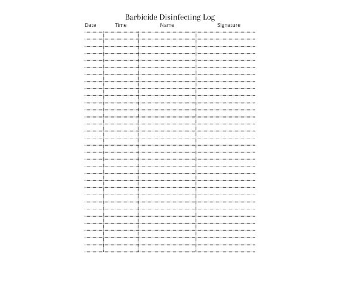 Barbicide Disinfecting Log - Etsy