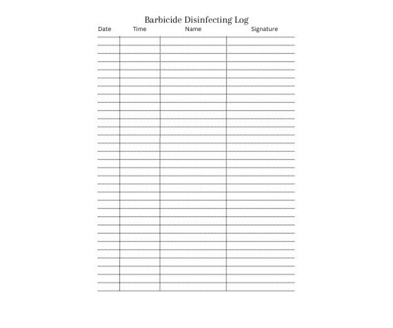 Barbicide Disinfecting Log - Etsy