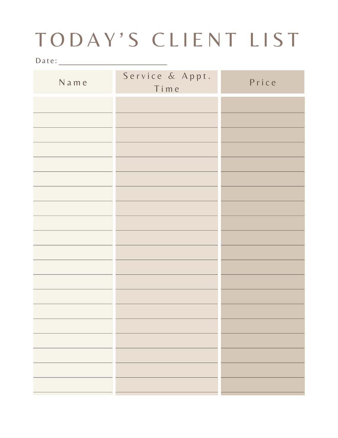 Client List Tracker - Etsy