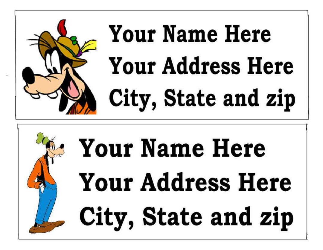 60 DISNEY GOOFY Return Address Label...s Many Choices...free Shipping ...