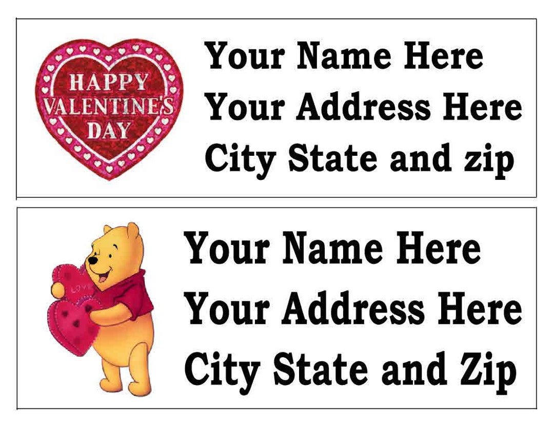 30 VALENTINE DISNEY Valentine...return Address Labels...many Choices ...