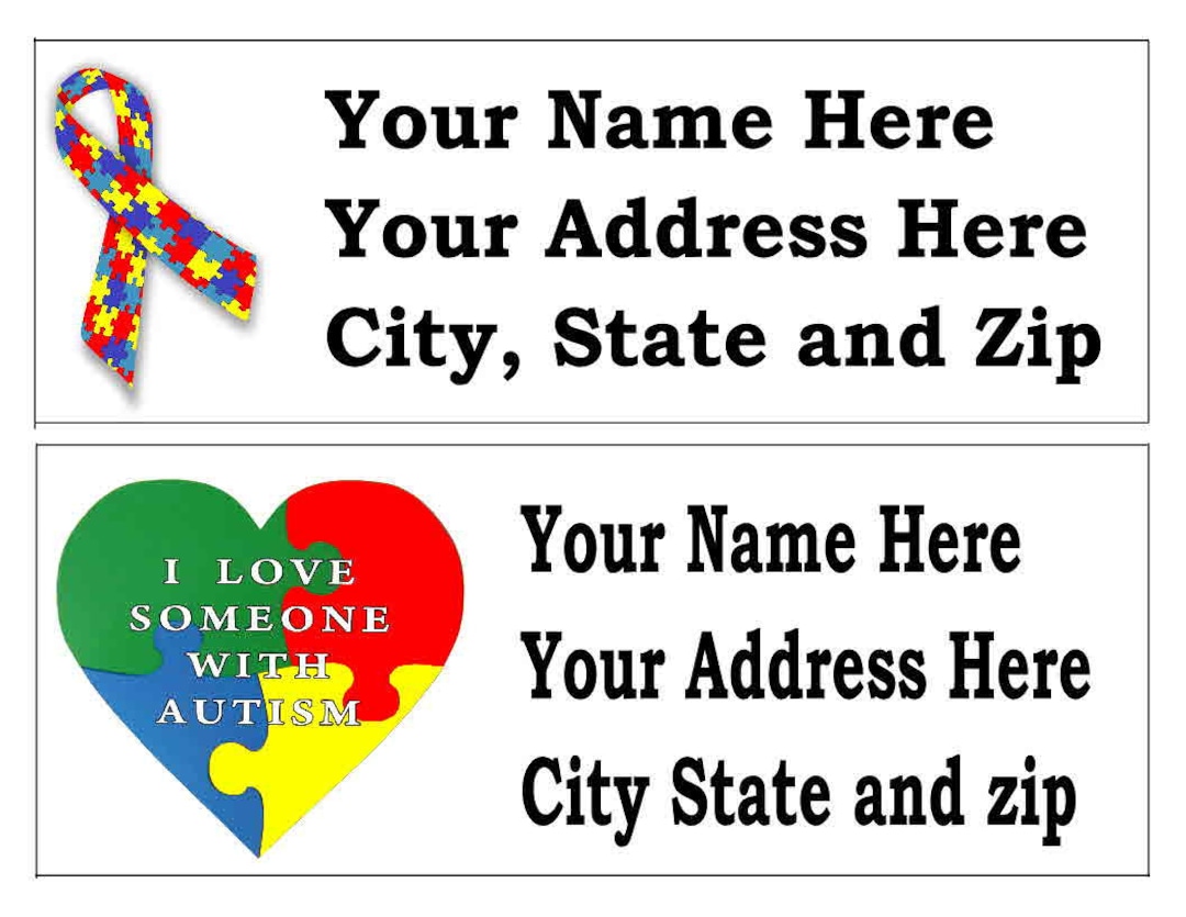 60 AUTISM AWARENESS Return Address Labels.... Many Choices....free ...