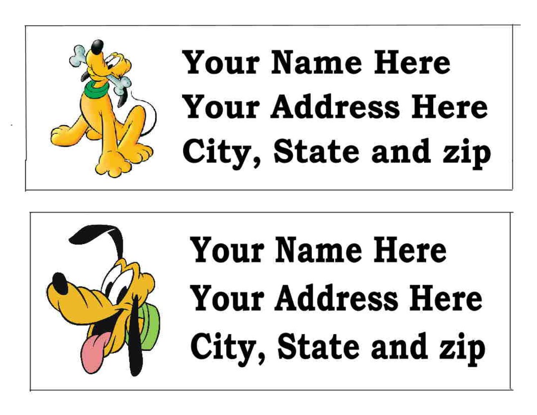 120 PLUTO DISNEY Return Address Labels, Many Choices, FREE Shipping - Etsy