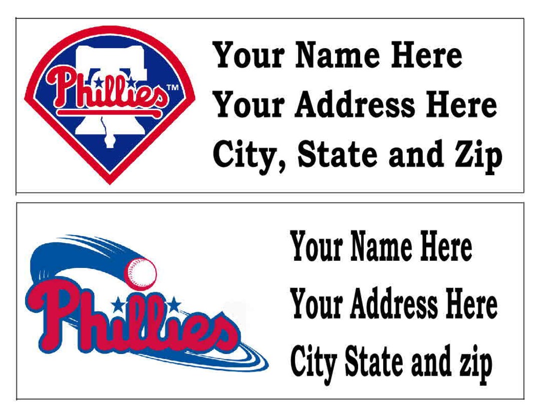 60 PHILADELPHIA Phillies...return Address Labels...many Choices...free ...