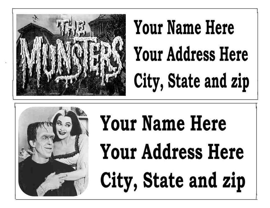 60 THE MUNSTERS Return Address Labels...many Choices...free Shipping - Etsy
