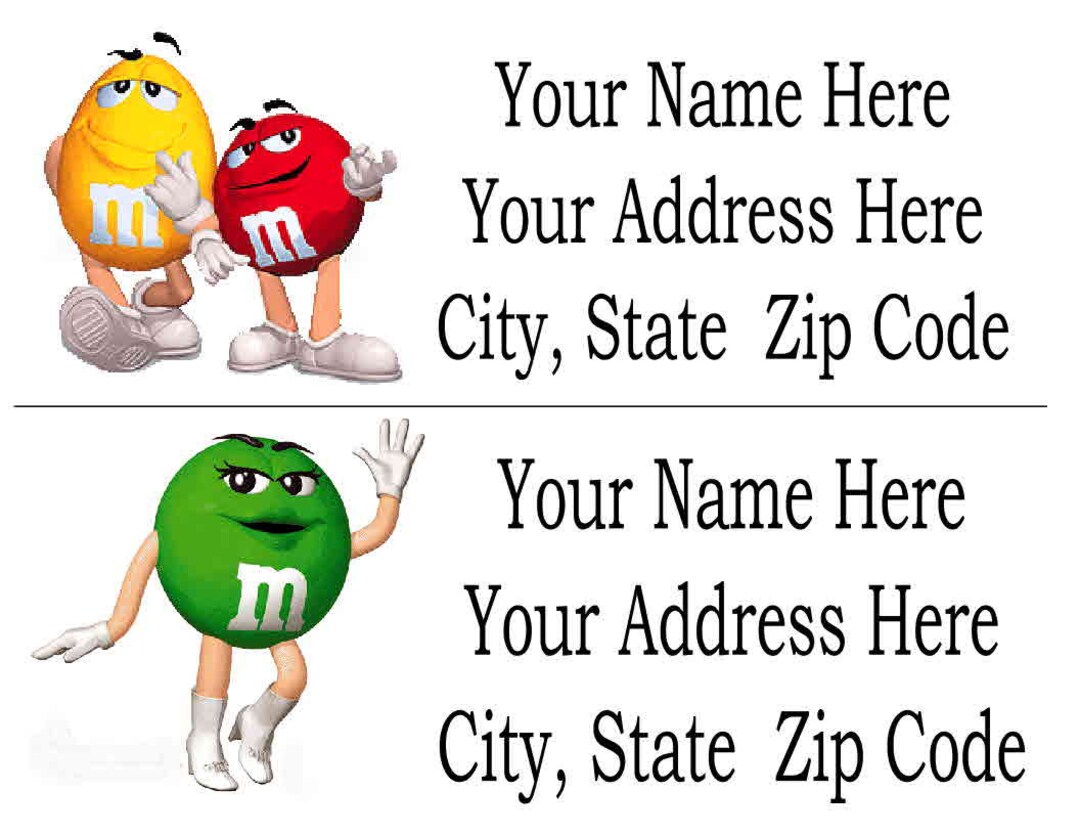 60 M&m's Return Address Labels....many Choices...free SHIPPING - Etsy