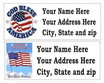 Return Address Labels American Flag Address Labels Patriotic Address ...