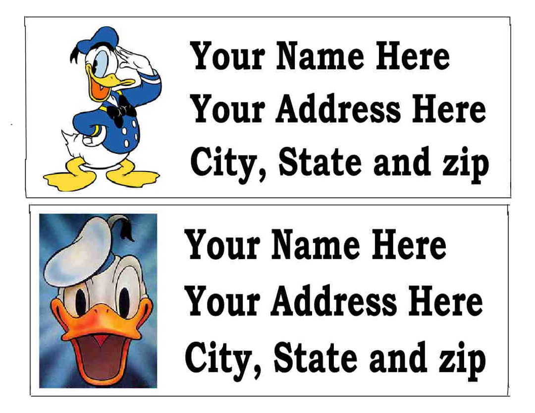 60 DISNEY DONALD DUCK Return Address Labels... Many Choices...free ...
