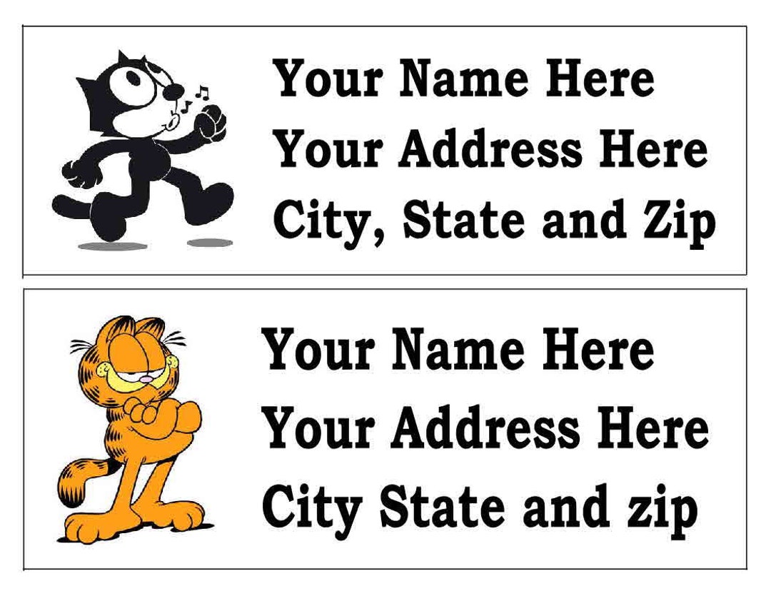 60 CARTOON CAT Return Address Labels...many Choices...free Shipping - Etsy