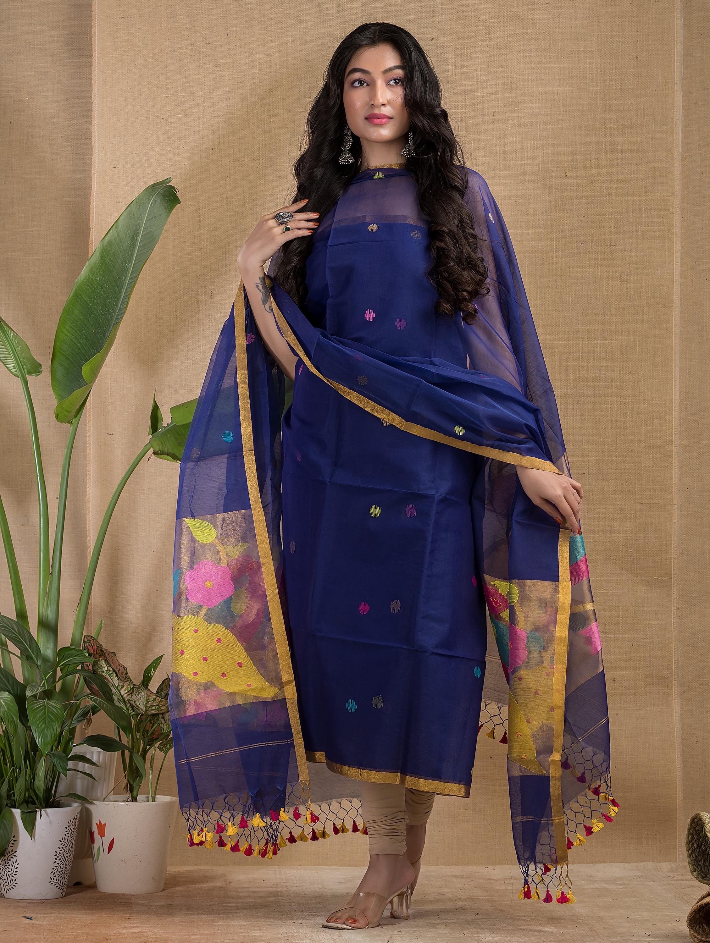 Paithani Jamdani Kameez Set for Women Resham Jamdani Suits With Dupatta ...