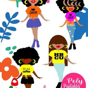 Black Women Natural Hair Bundle Layered Svg, Png for Sublimation ...