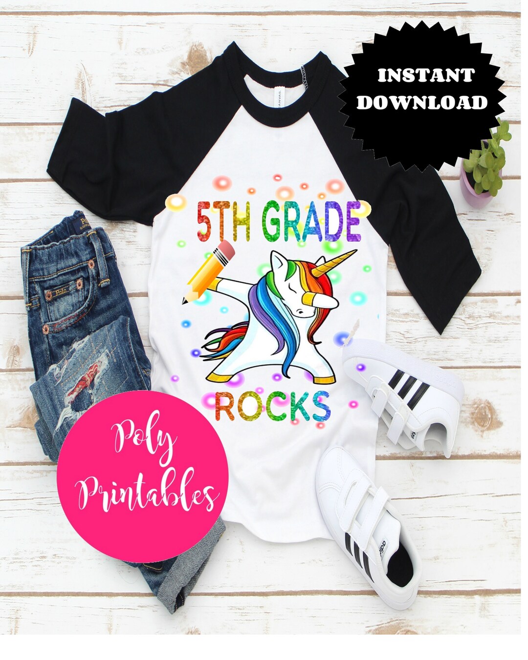 5TH Grade Rocks Sublimation , Dabbing Unicorn Png, Fifth Grade Rocks ...