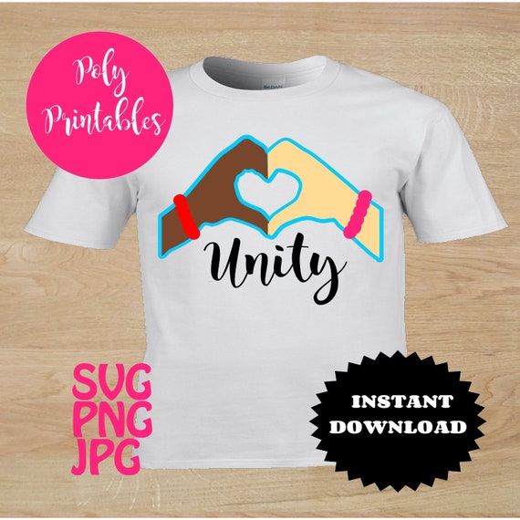 Unity Black White Heart Love Hands Unity Peace SVG PNG Jpg | Etsy