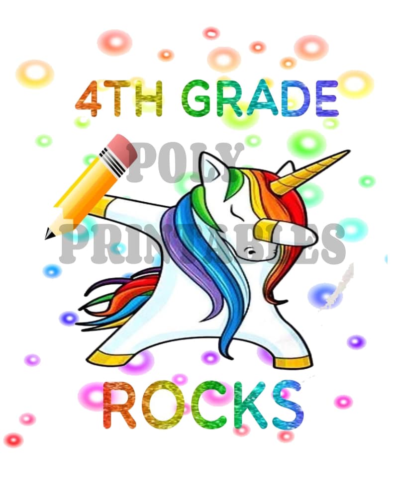 4TH Grade Rocks Png Fourth Grade Png Dabbing Unicorn Png | Etsy