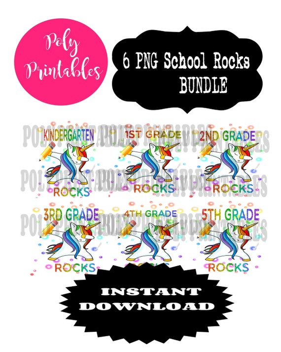 Back to School Rocks PNG Bundle Kindergarten-5th Grade . BTS - Etsy