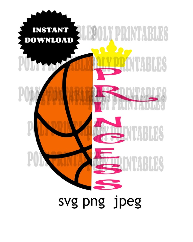 Basketball Princess Clipart PNG Svg Jpeg File Instant Digital | Etsy