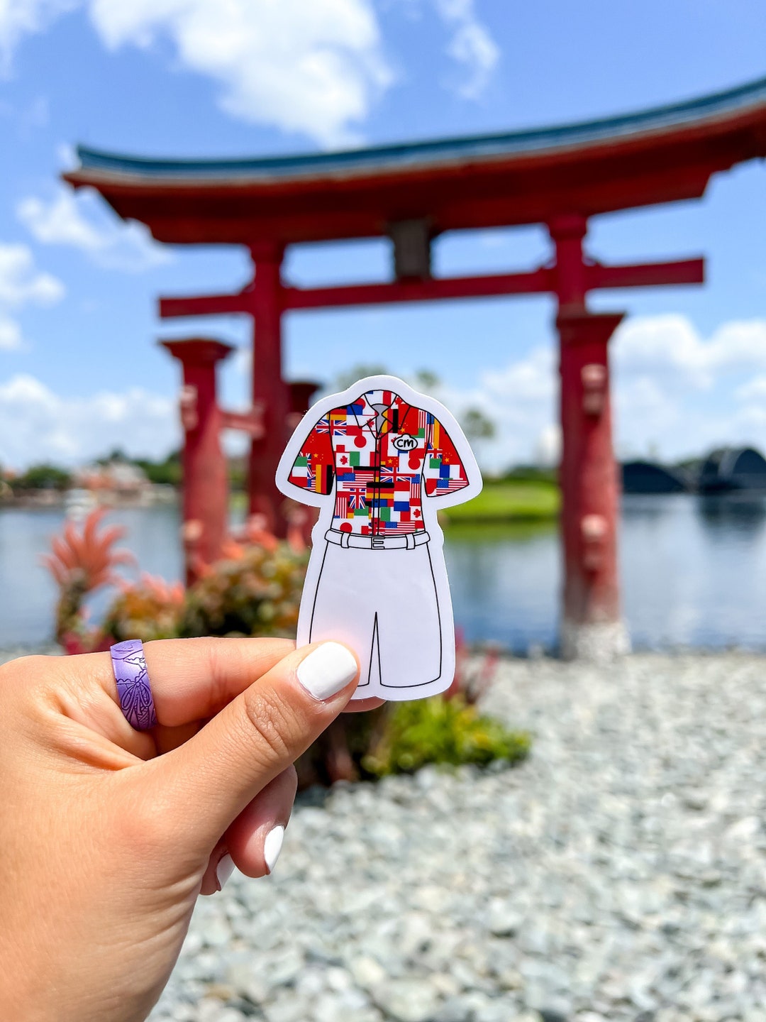 Flag Shirt World Showcase Cast Member Glossy Sticker | Wdw Cast Member ...