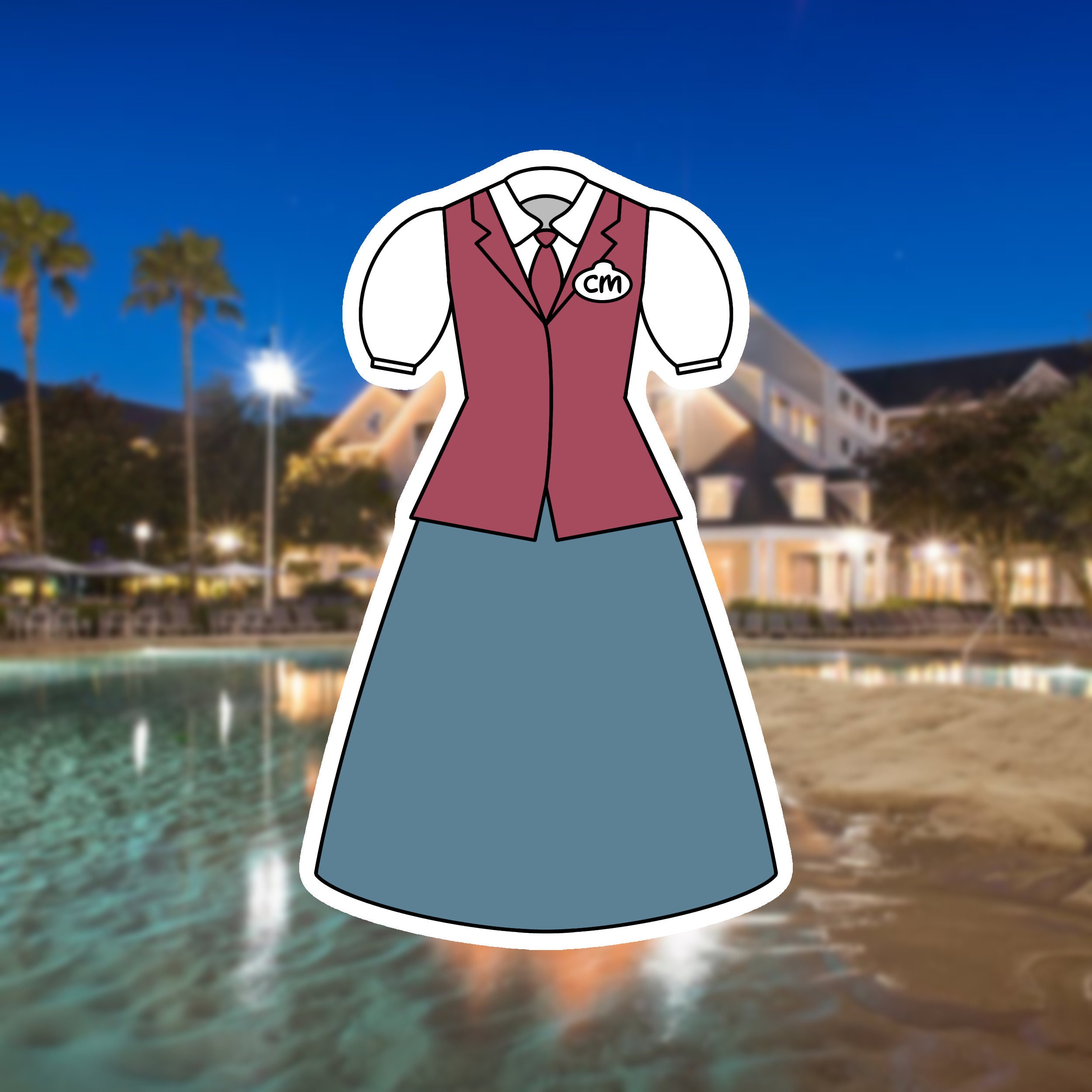 Yacht and Beach Club Cast Member Costume Glossy Sticker | Caribbean ...