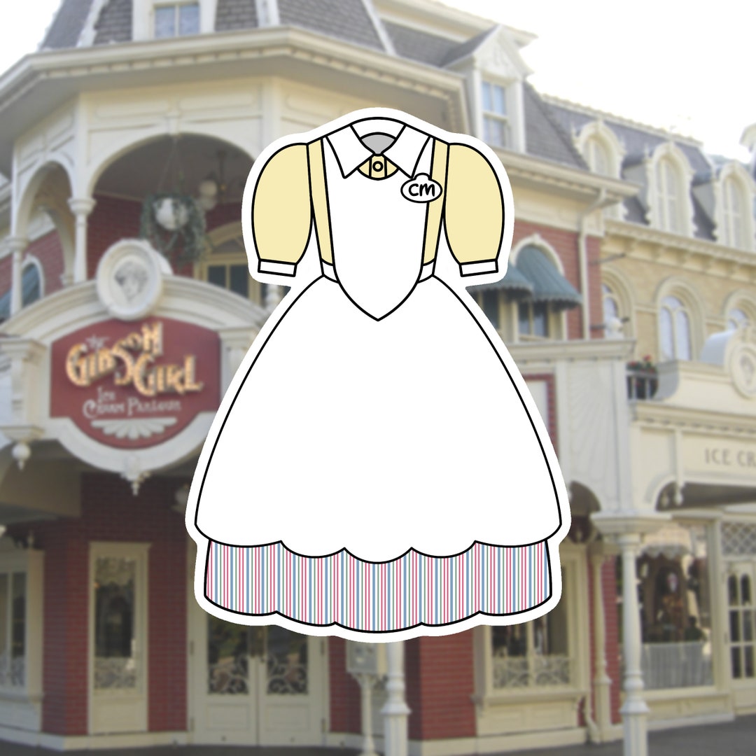 Gibson Girl Ice Cream Parlor Cast Member Costume Sticker | DL CM ...