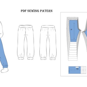 Kids Joggers Pants Sewing Pattern PDF, Kids Sewing Patterns Size 3 ...