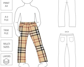 Kids Jeans, Girl and Boy Pants Pattern , PDF Sewing Pattern, Sizes 5,6 ...