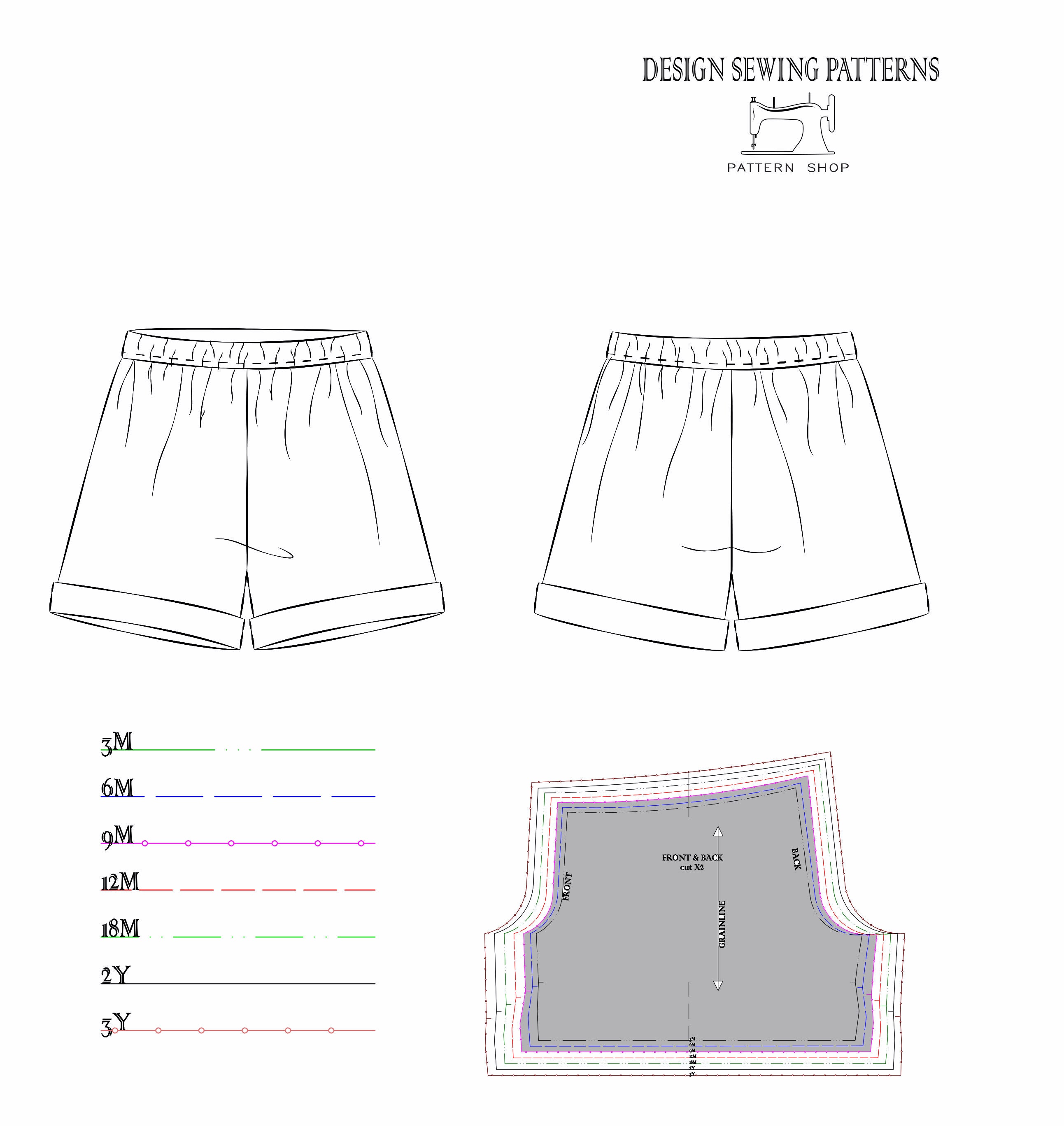 Girls Shorts Sewing Pattern Pdf, Kids Shorts Pattern to Fit Girls 3 ...