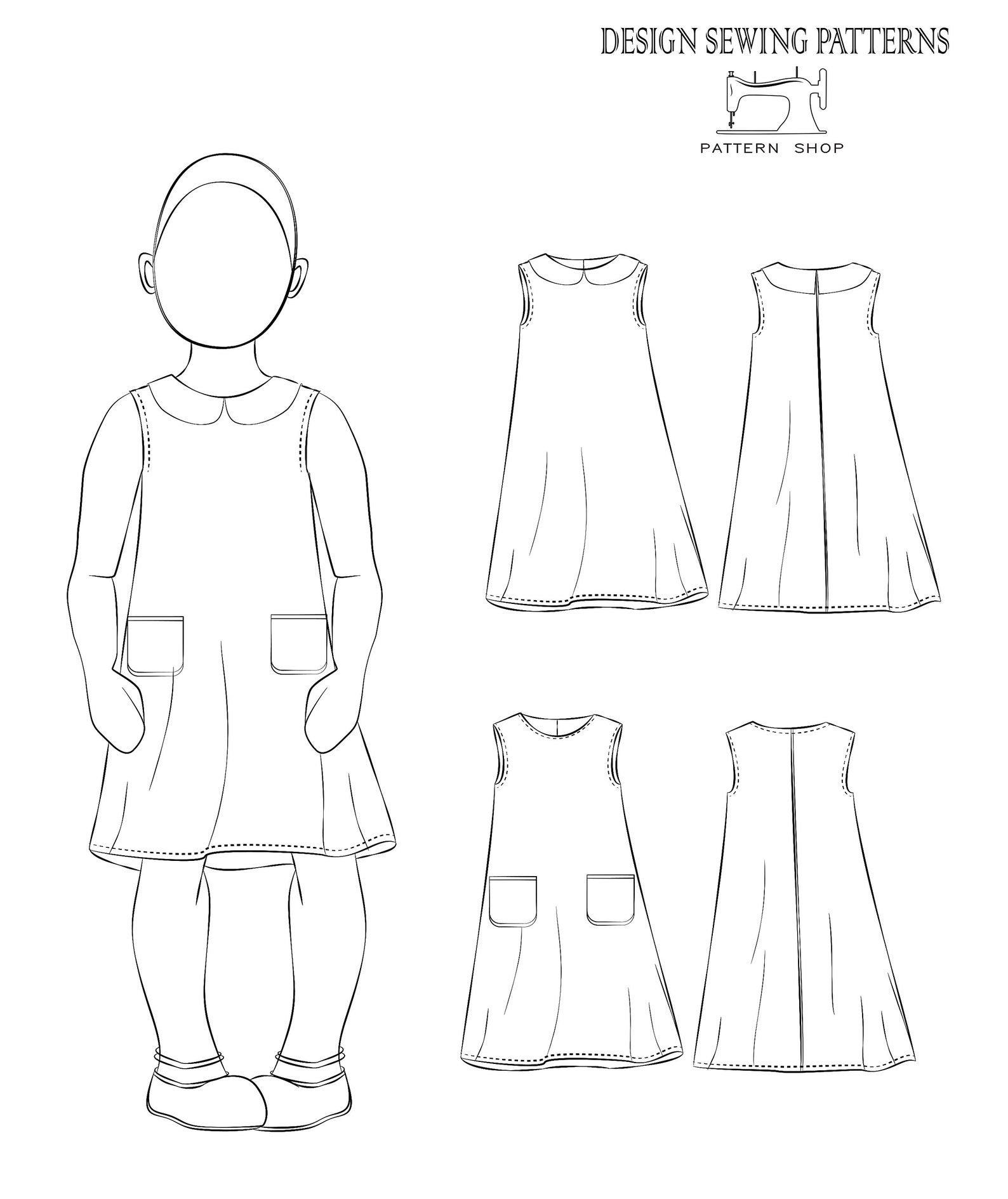 A-line Dress Sewing Pattern PDF Download, Baby Girls Sewing Pattern ...