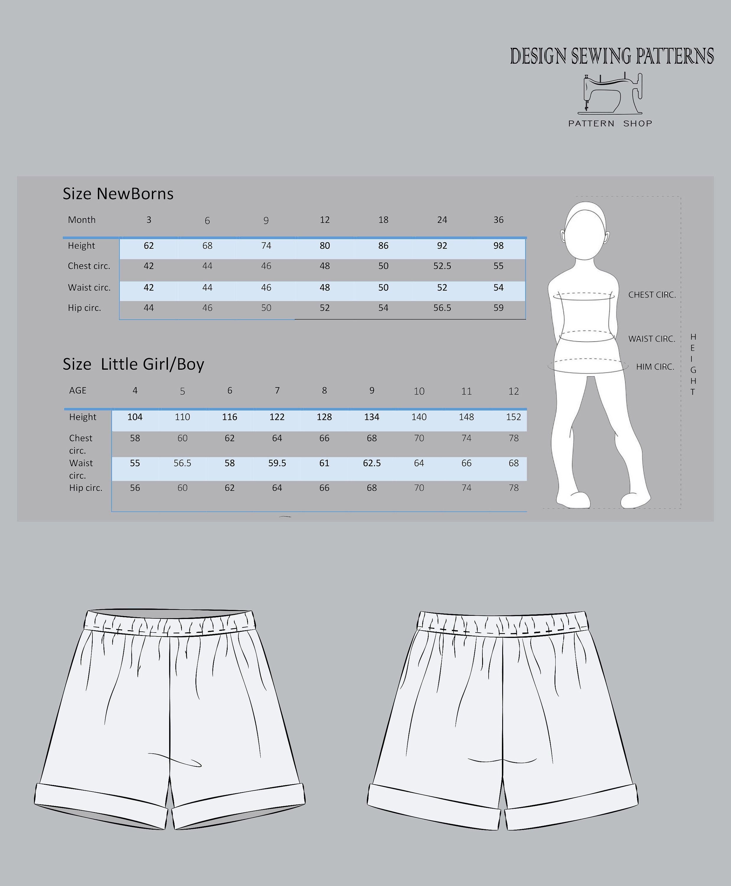 Girls Shorts Sewing Pattern Pdf, Kids Shorts Pattern to Fit Girls 3 ...