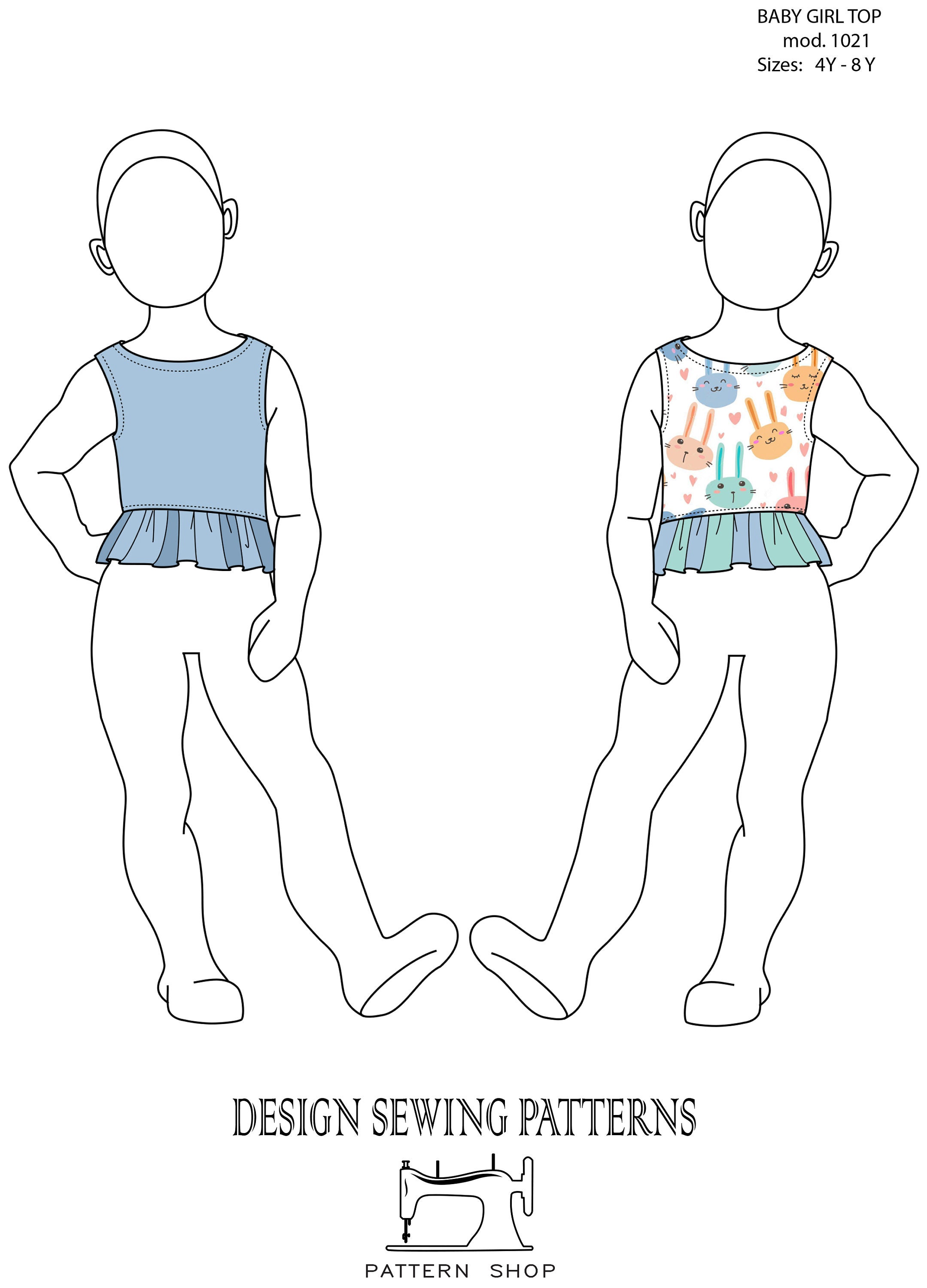 Girl Baby Girl Top Pattern Pdf Sewing, Baby Girl 4 5 6 7 8 Years - Etsy