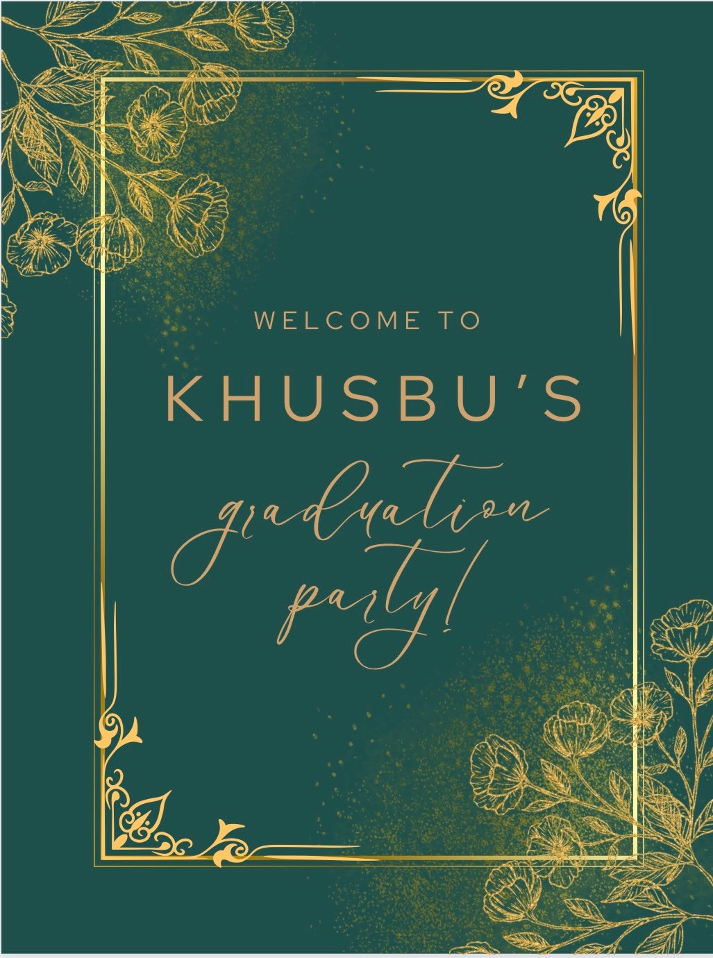 Emerald Green Graduation Party Welcome Sign, Green and Gold Welcome ...