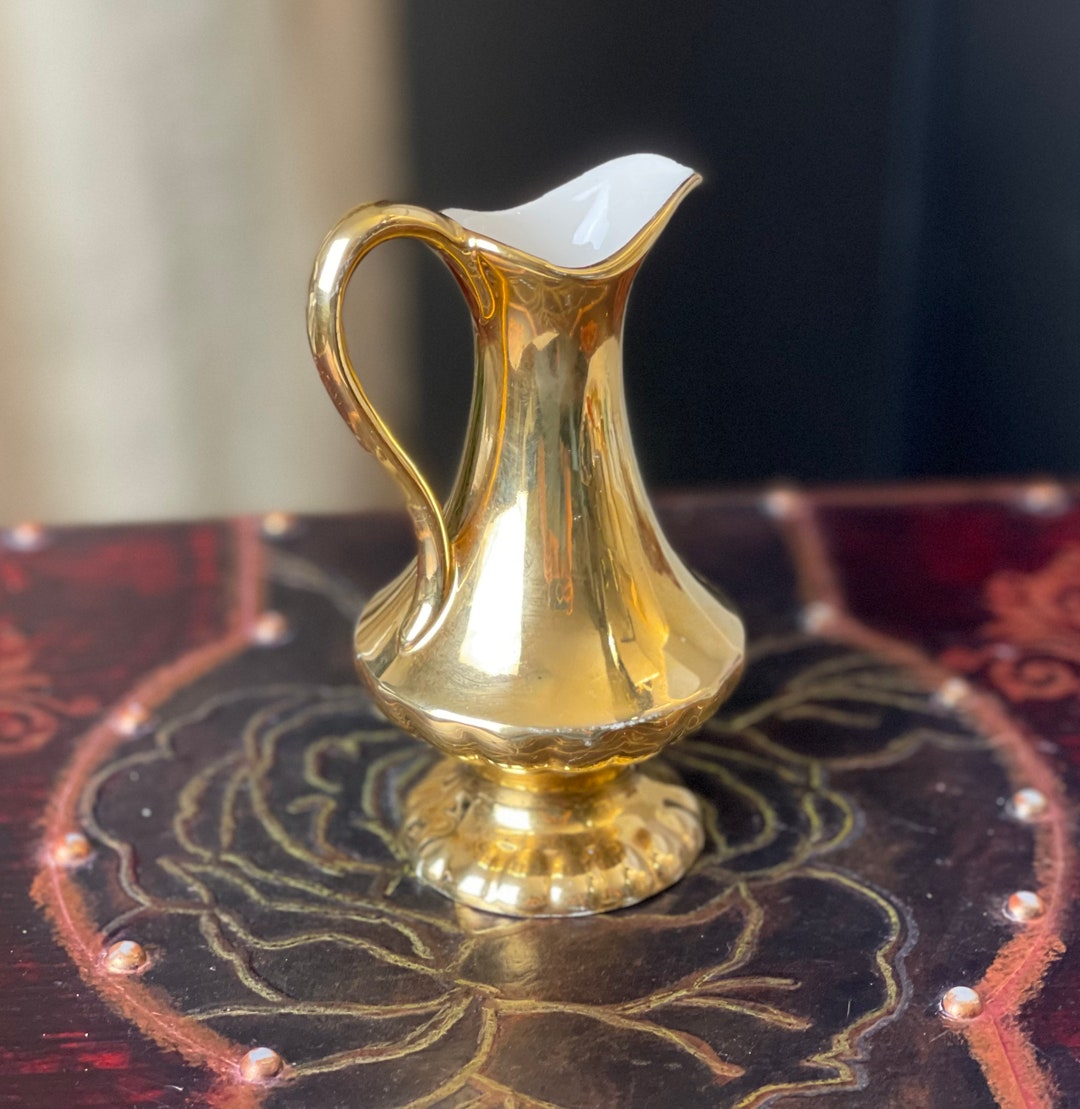 Crown Devon Pitcher From England, Gold Pitcher, Vintage Jug, Gold Vase ...