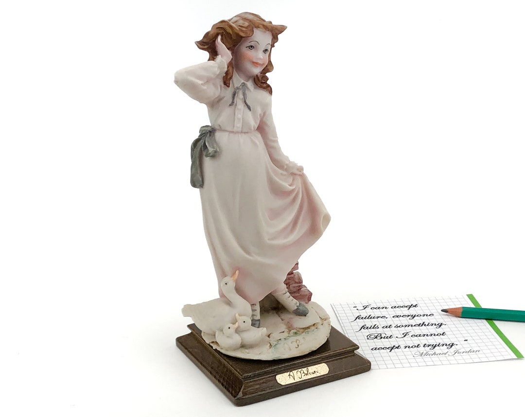 Vintage A. Belcari Figurine: Italian Lady With Geese - Etsy
