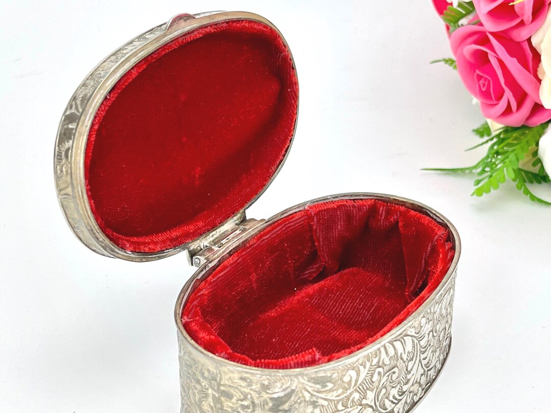 Silver Color Metal Jewellery Box With Red Velvet Lining - Etsy