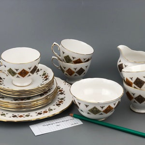Colclough Tea Set of 5 Trio, Big Platter, Sugar Bowl and Creamer ...