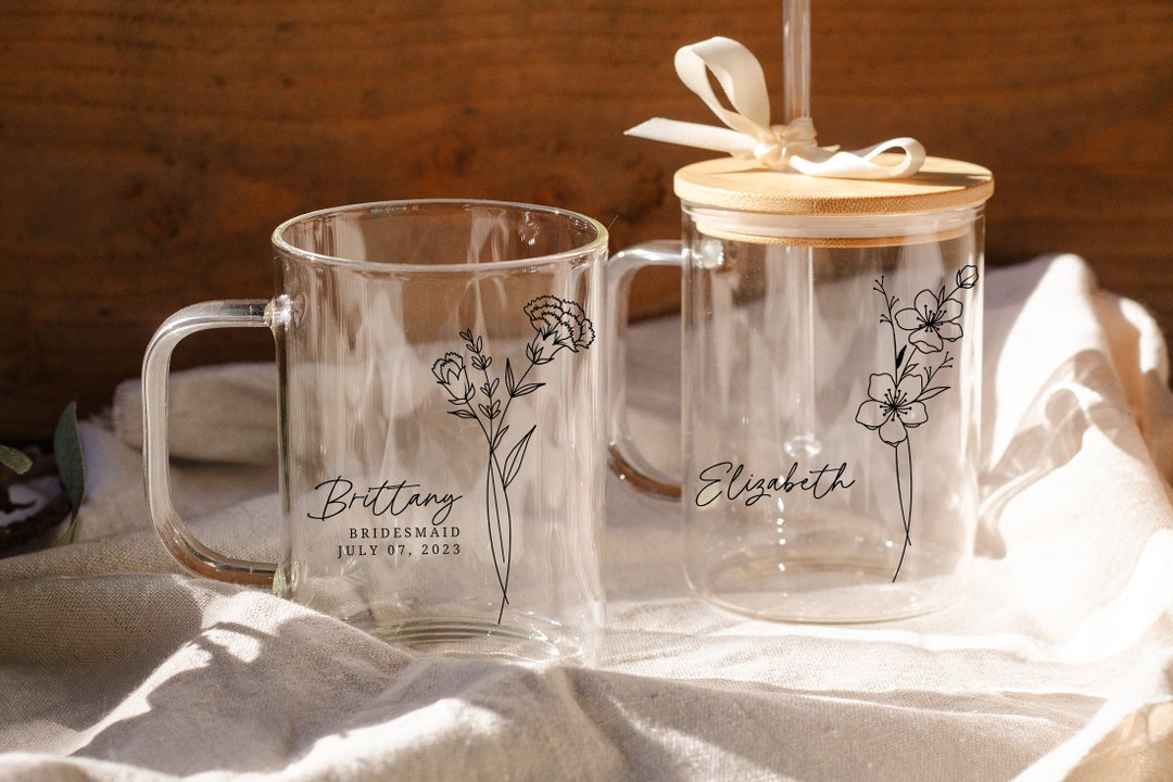 Simplistic Birth Flower Bridesmaids Gift, Meaningful Bridesmaid Mug ...