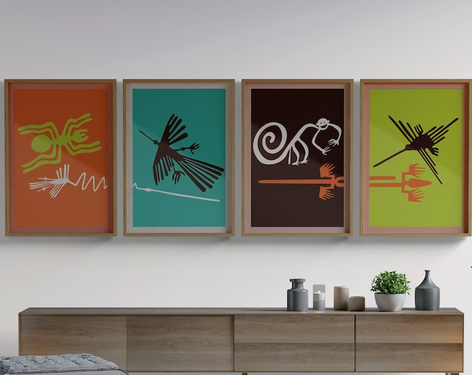 Nazca Lines-set 4 Peruvian Nazca Art Wall Art Nazca Lines Nazca ...