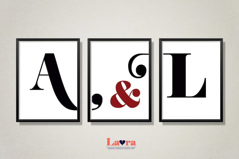Set of 3 Couple Initials, Custom Wedding Gift, Initials Couple Frames ...