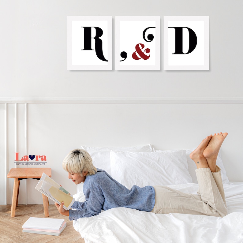 Set of 3 Couple Initials, Custom Wedding Gift, Initials Couple Frames ...